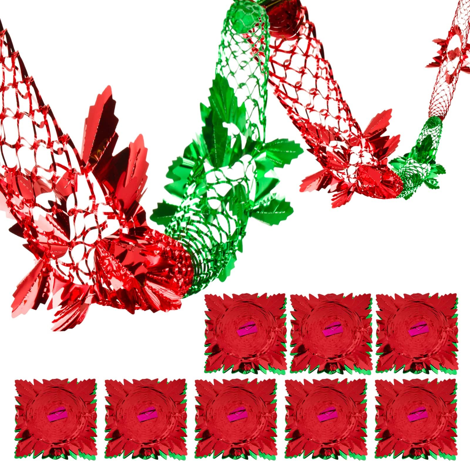 8pcs Christmas Ceiling Decorations Red Green Foil Christmas Decorations ...