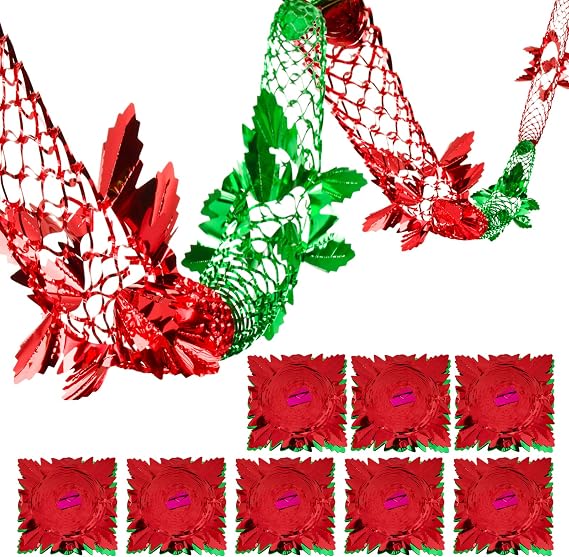 8pcs Red Green Foil Christmas Ceiling Decorations Foil Garland Indoor ...