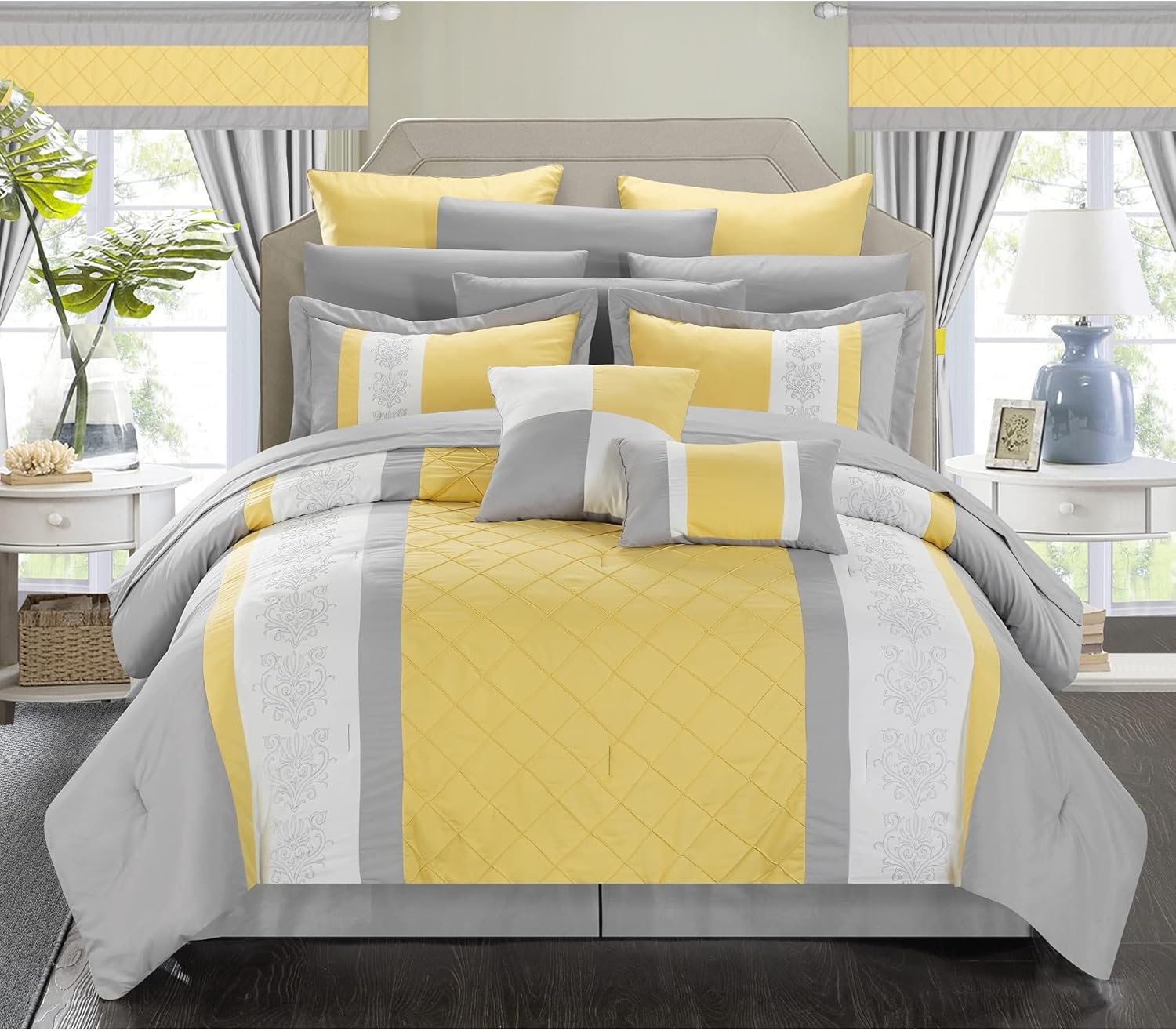 Amazon.com: Perfect home 24 Piece Aura Complete Pintuck Embroidery ...