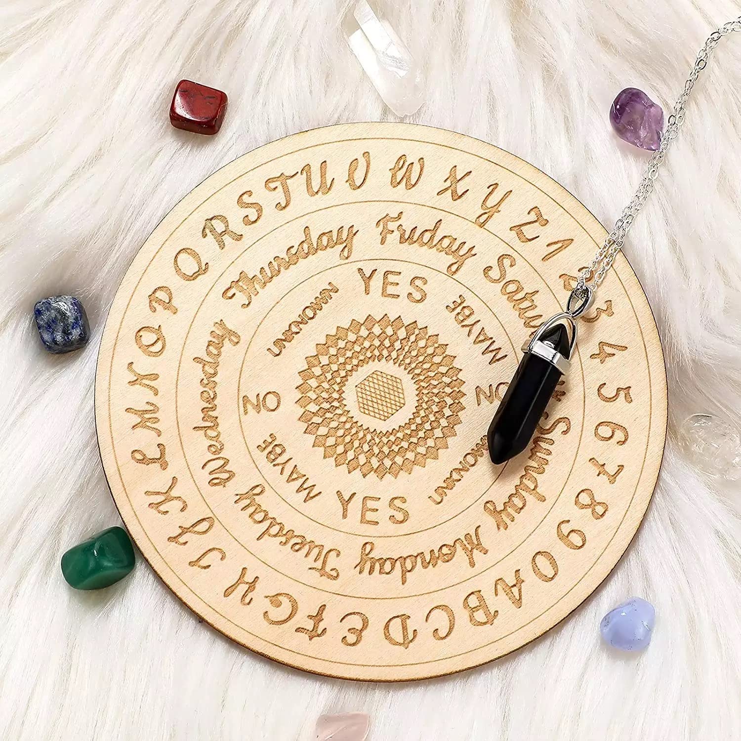 Wallzy Wooden Pendulum Dowsing Board Small Divination And Metaphysical ...