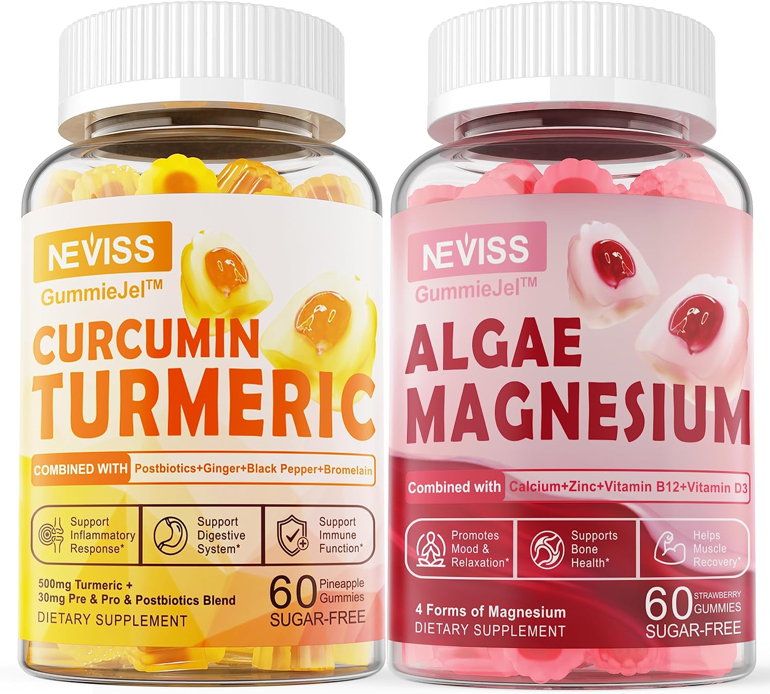 Amazon.com: Sugar Free Calcium Magnesium Filled Gummies + Turmeric ...