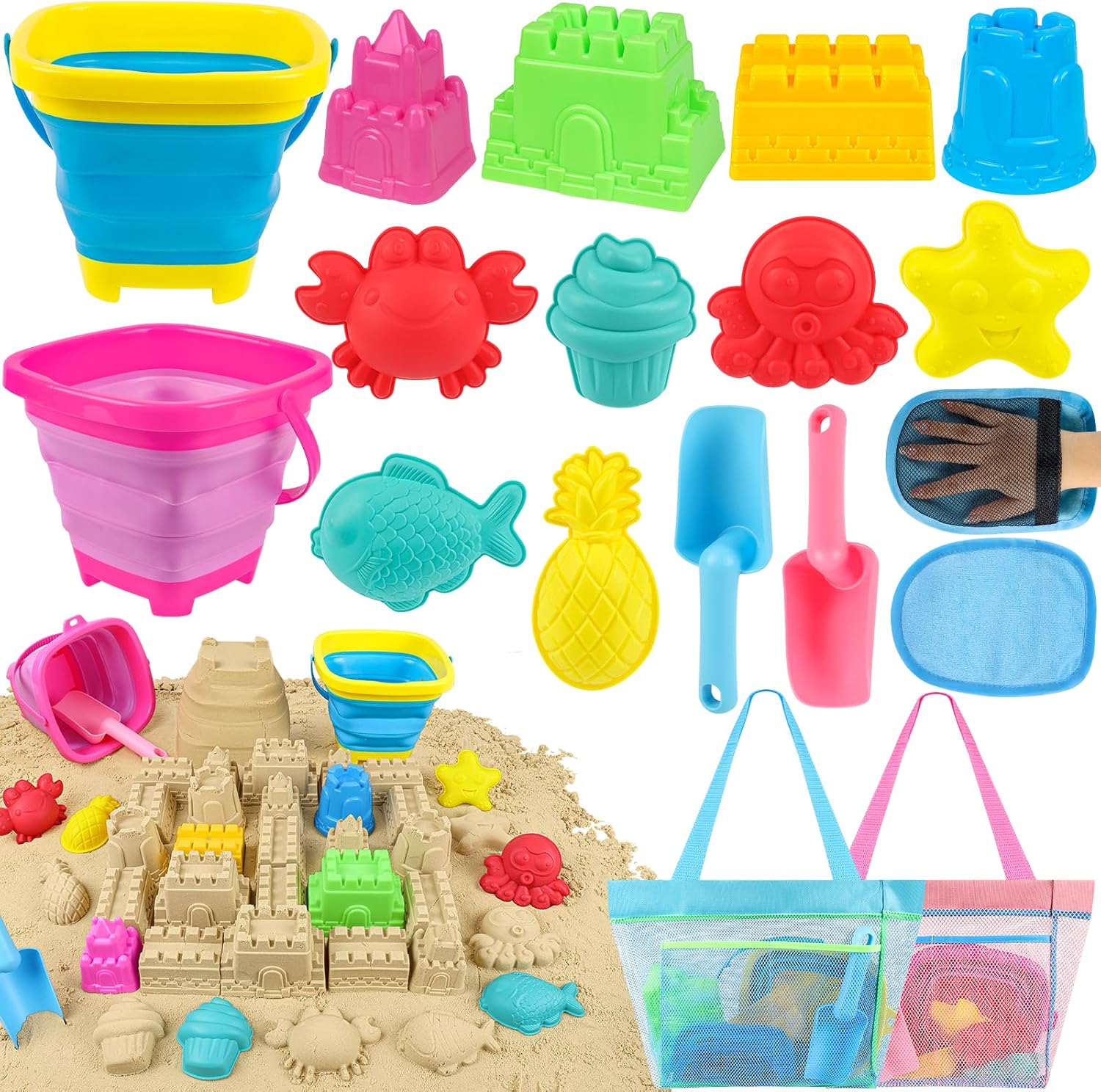 Amazon.com: FUSPWEAO Collapsible Beach Toys Sand Toys for Kids, Sandbox ...