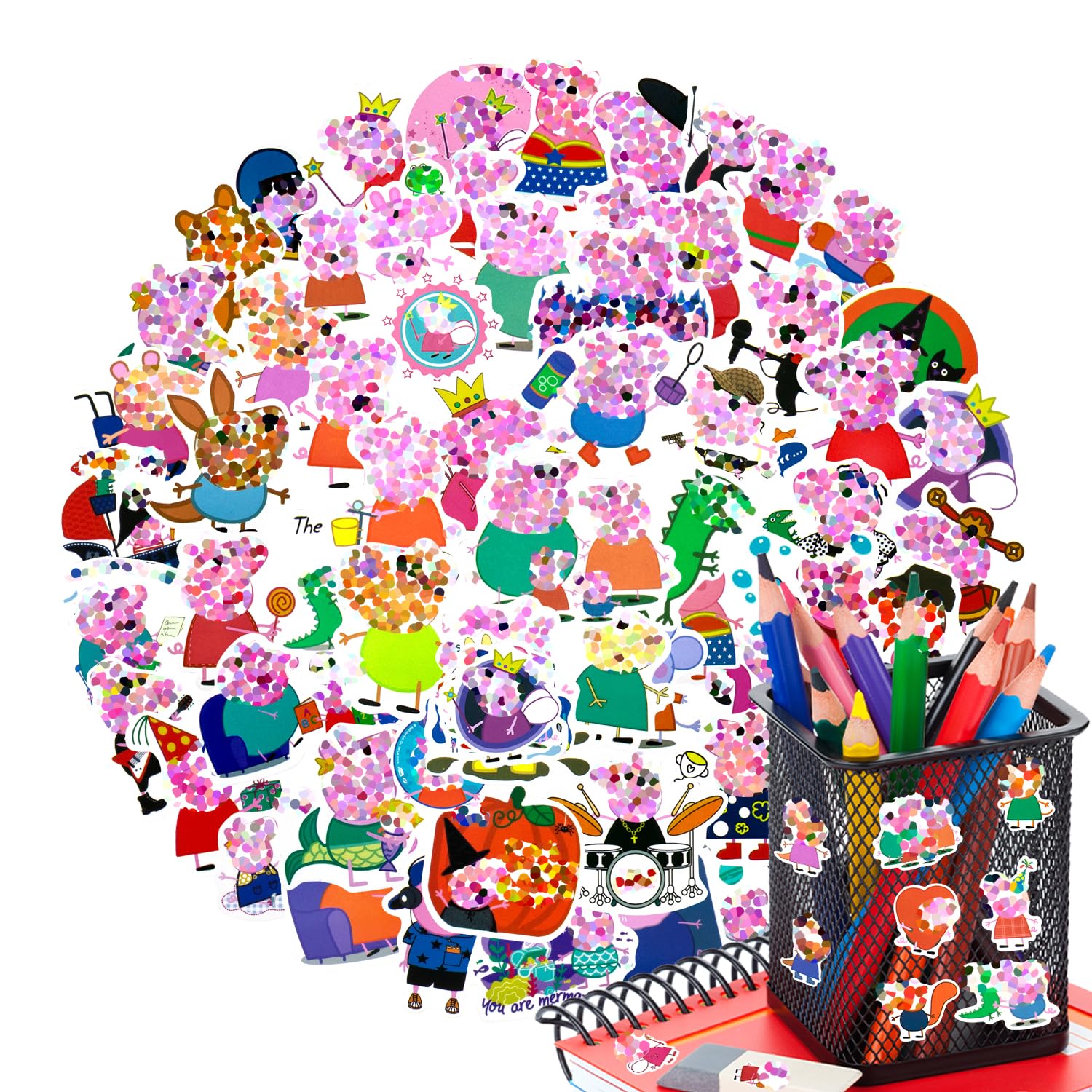 Peppa Pig Sticker Pack of 100 Decoration for Car Laptop Skateboard ...