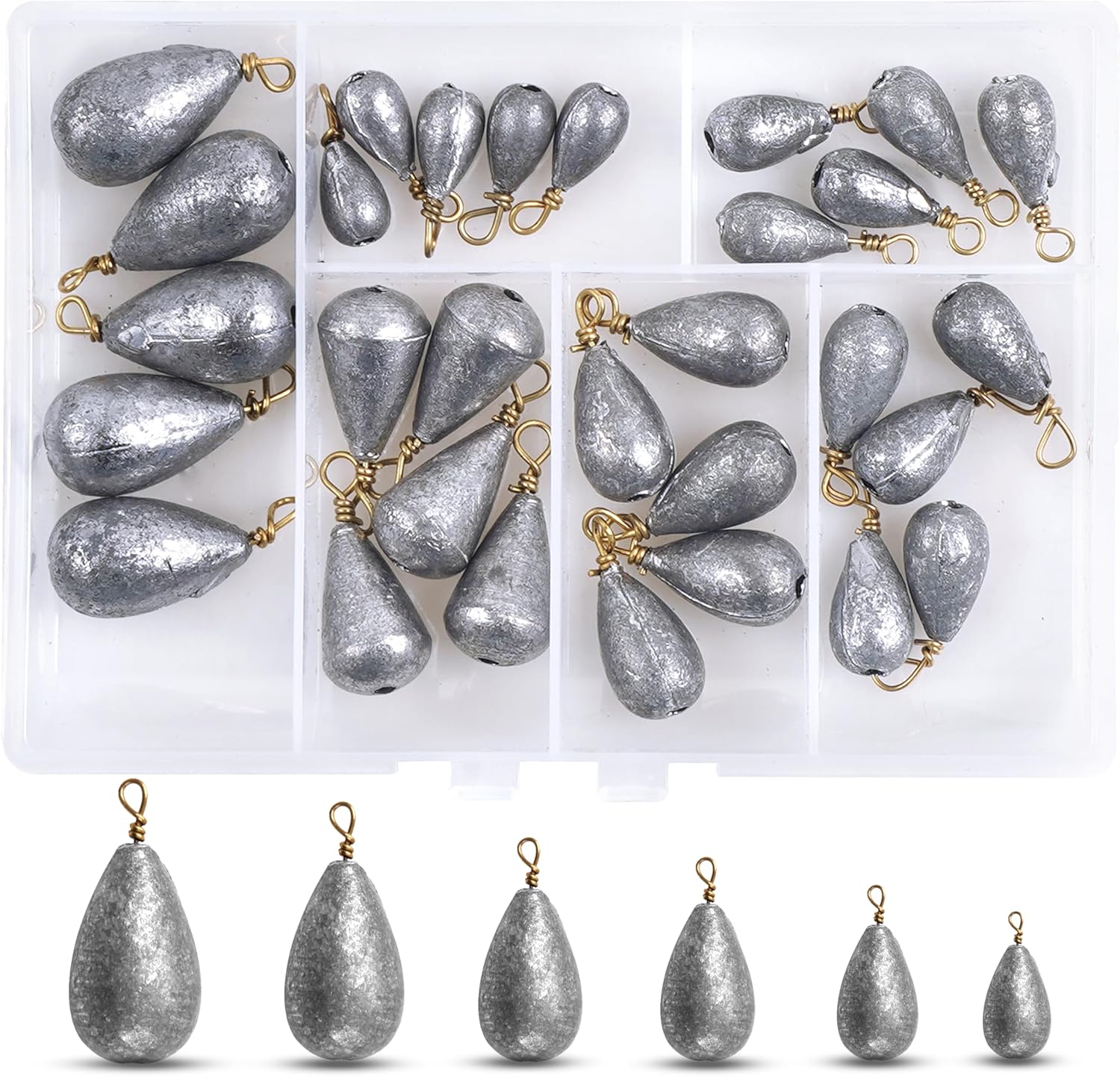Amazon.com : Fishing Weights Sinker Kit-30pcs Assorted Bass Casting Sinker Weights Bell Sinkers ...
