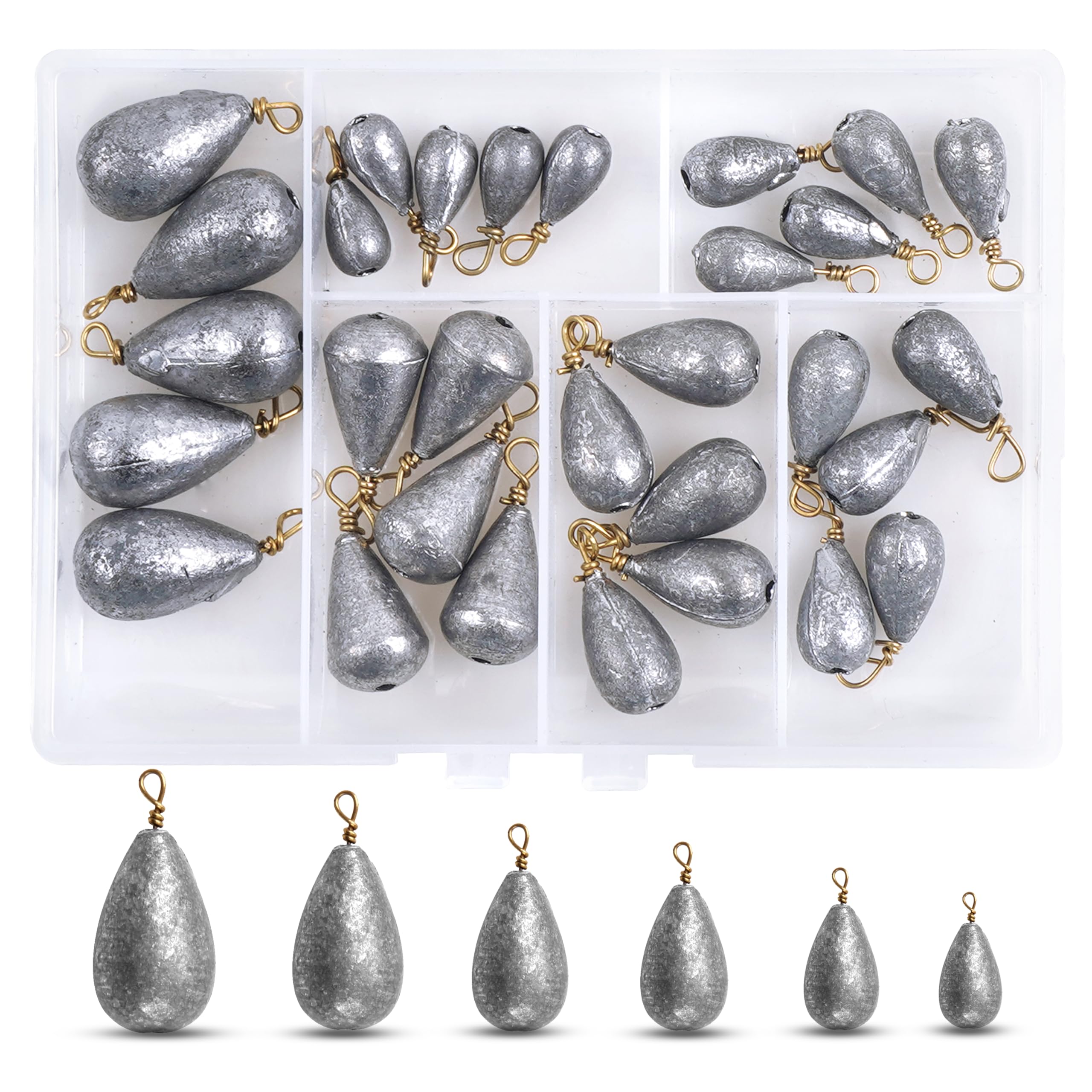 Amazon.com : Fishing Weights Sinker Kit-30pcs Assorted Bass Casting ...