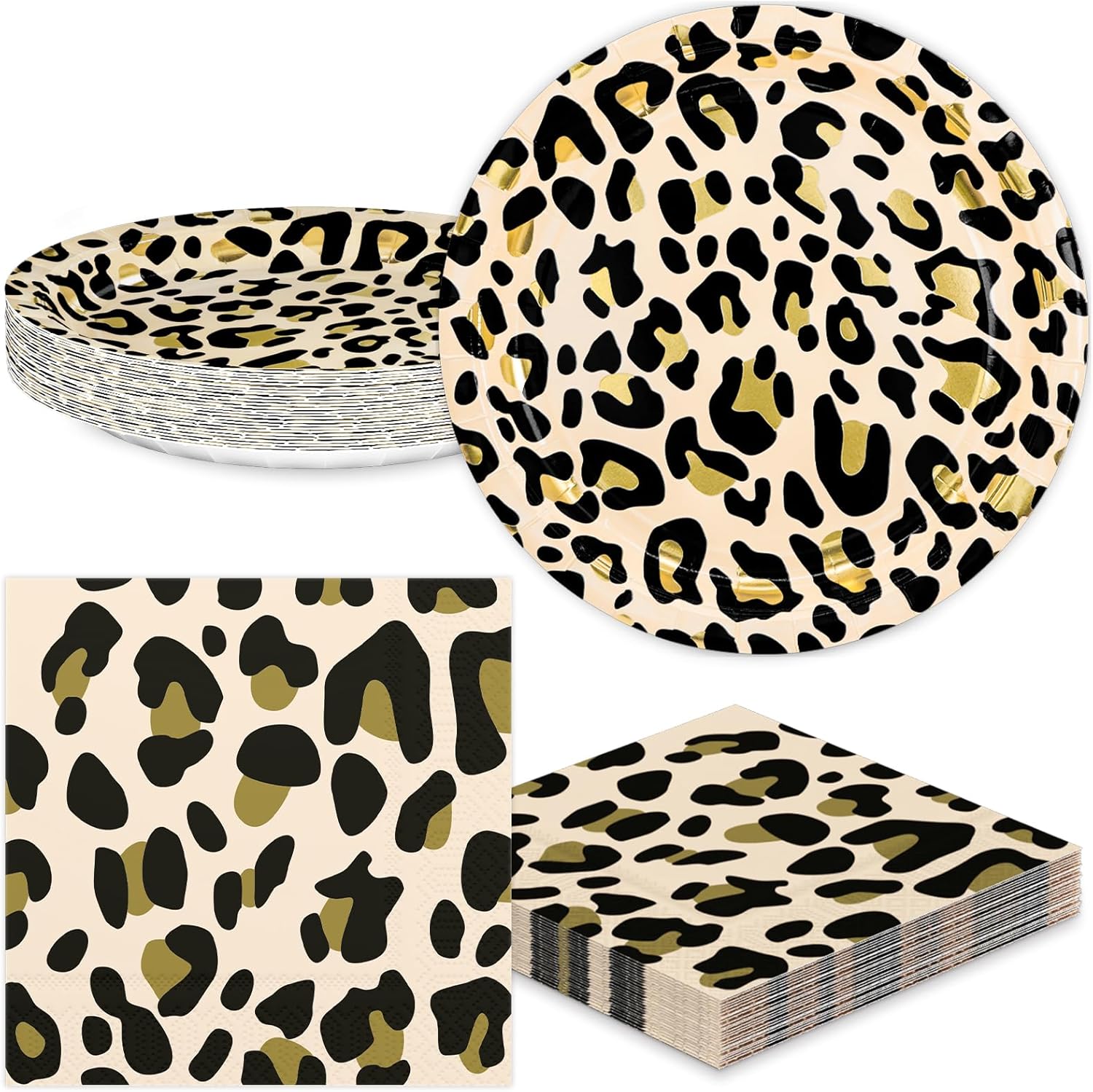 Amazon.com: DYLIVeS Leopard Print Birthday Party Tableware for 24 ...