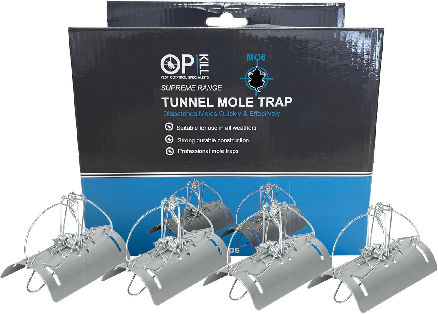 Opkill Professional Mole Tunnel Trap X4 (Kill and Catch Trap to Control Moles, Protects Lawns ...