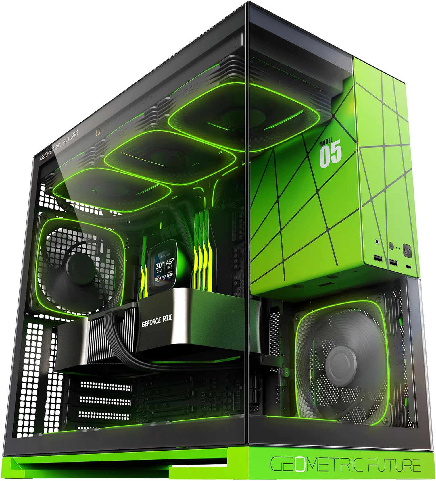 Geometric Future M5 Tempered Glass Mid Tower, E-ATX/ATX Gaming Case, 1 ...