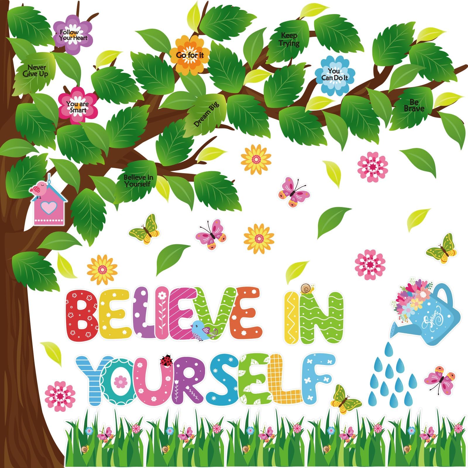 Amazon.com: Relithick Spring Tree Decorations for Classroom Bee Leaf in ...