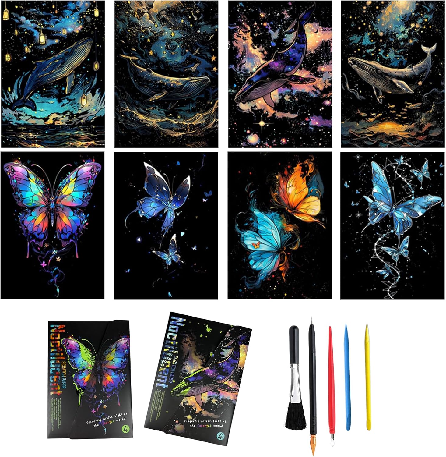 Amazon.com: Leibster Scratch Art Adult 8 Sheets12*8.2inch Rainbow ...