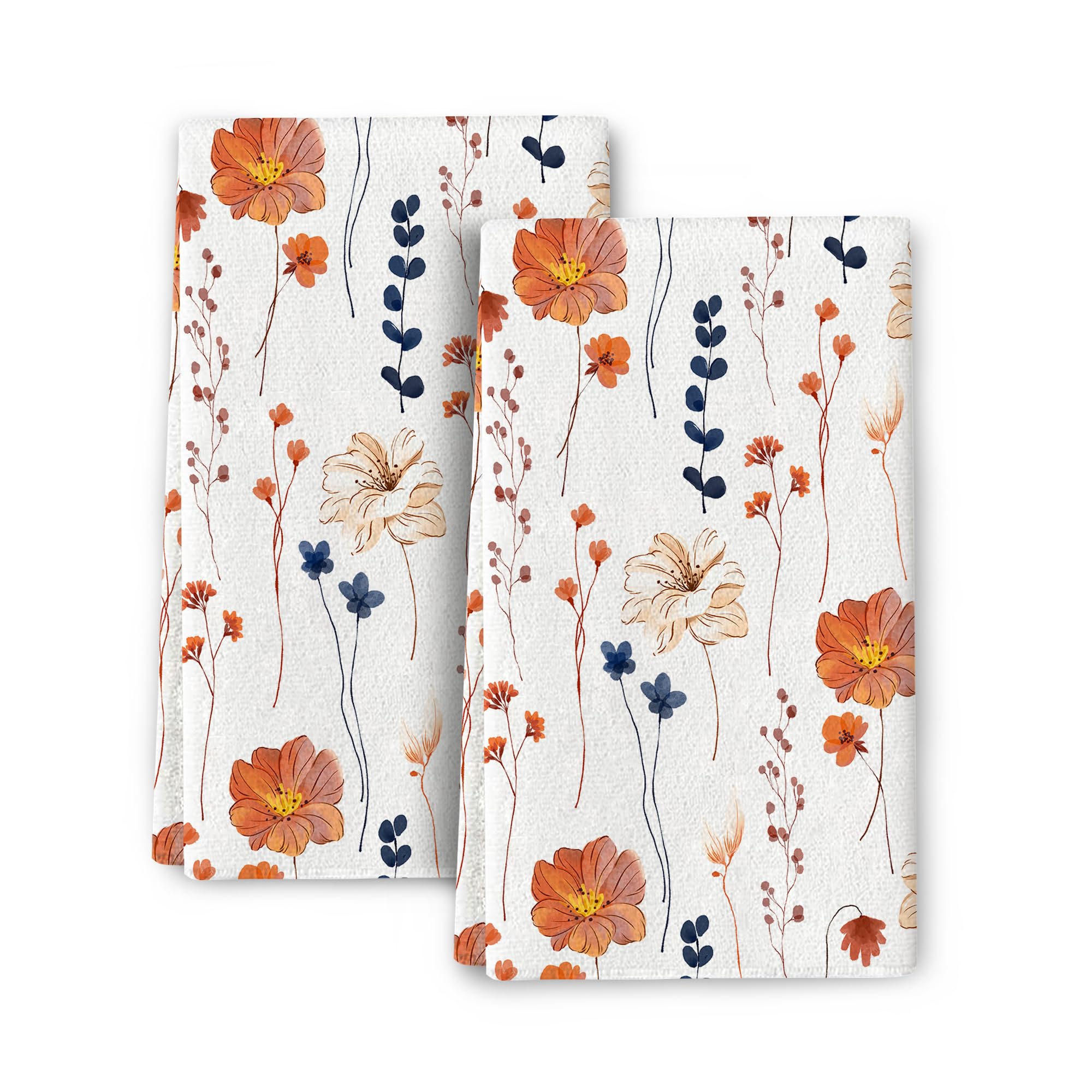 Amazon.com: Bapcoku Orange Flower Kitchen Towels Decorative Set of 2 ...