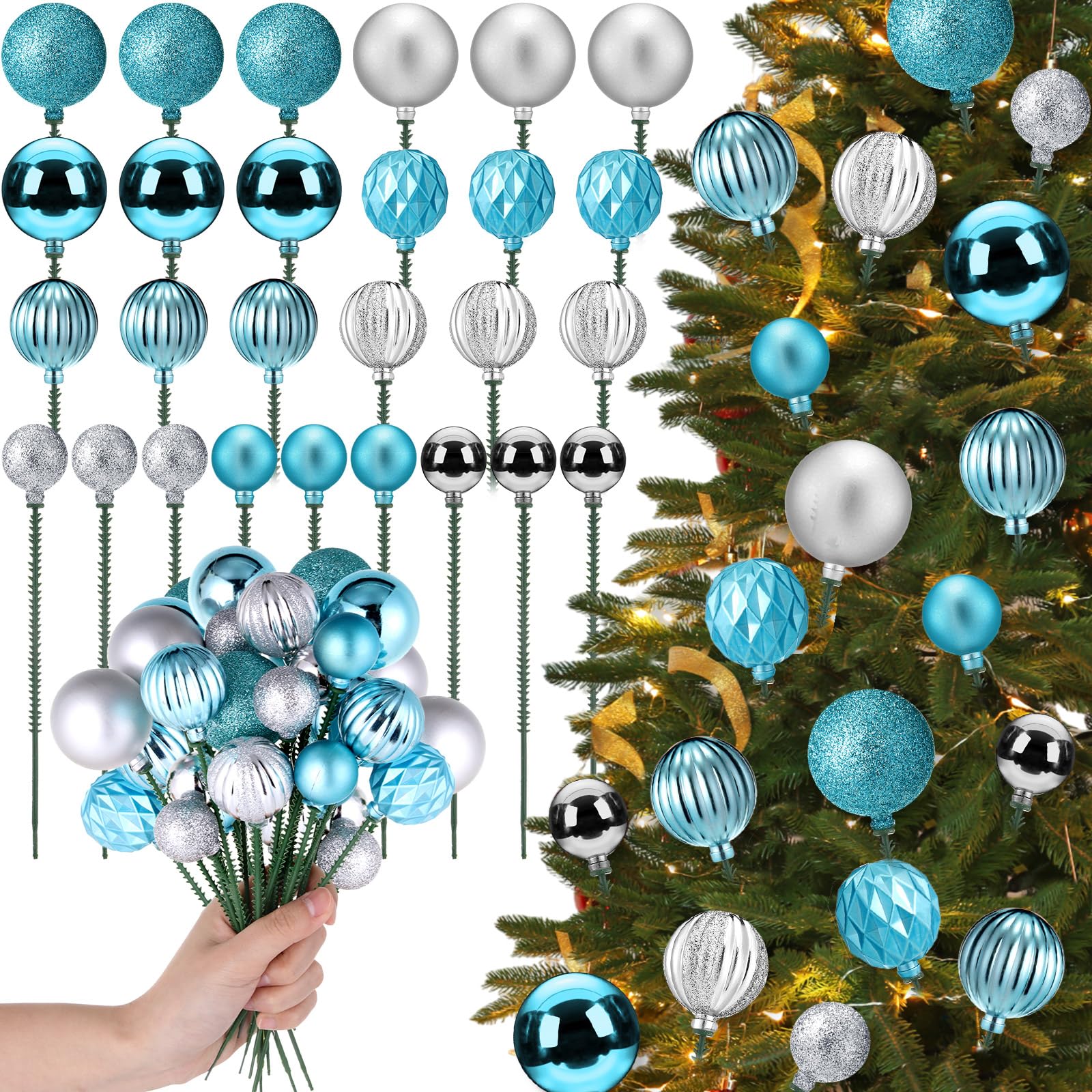 Amazon.com: Knitgrip 36 Pcs Christmas Glitter Ball Picks 7.9 Inch Candy ...