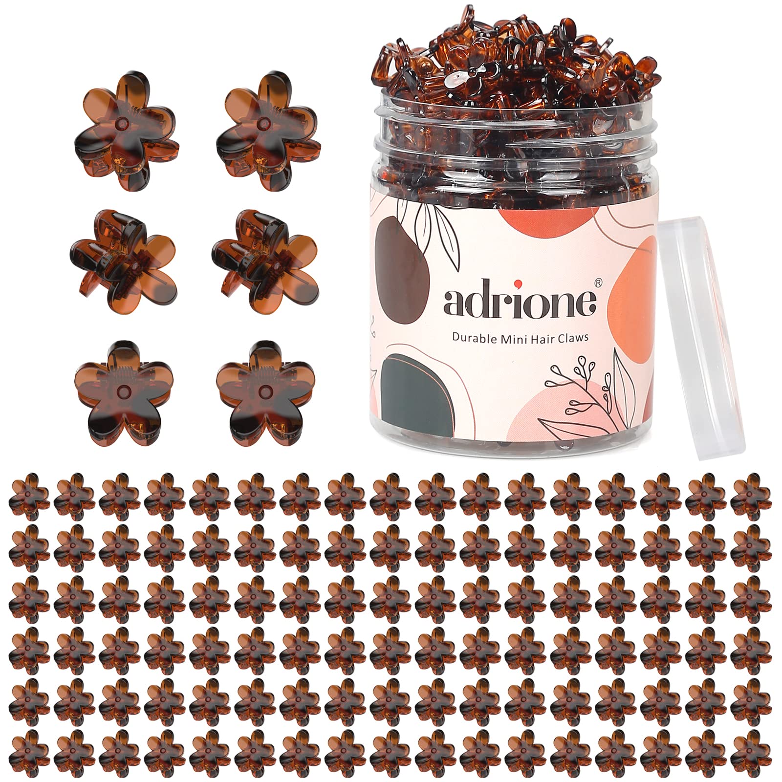 Brown Mini Flower Hair Claw Clips - 100 Pack Tortoise Shell Small ...