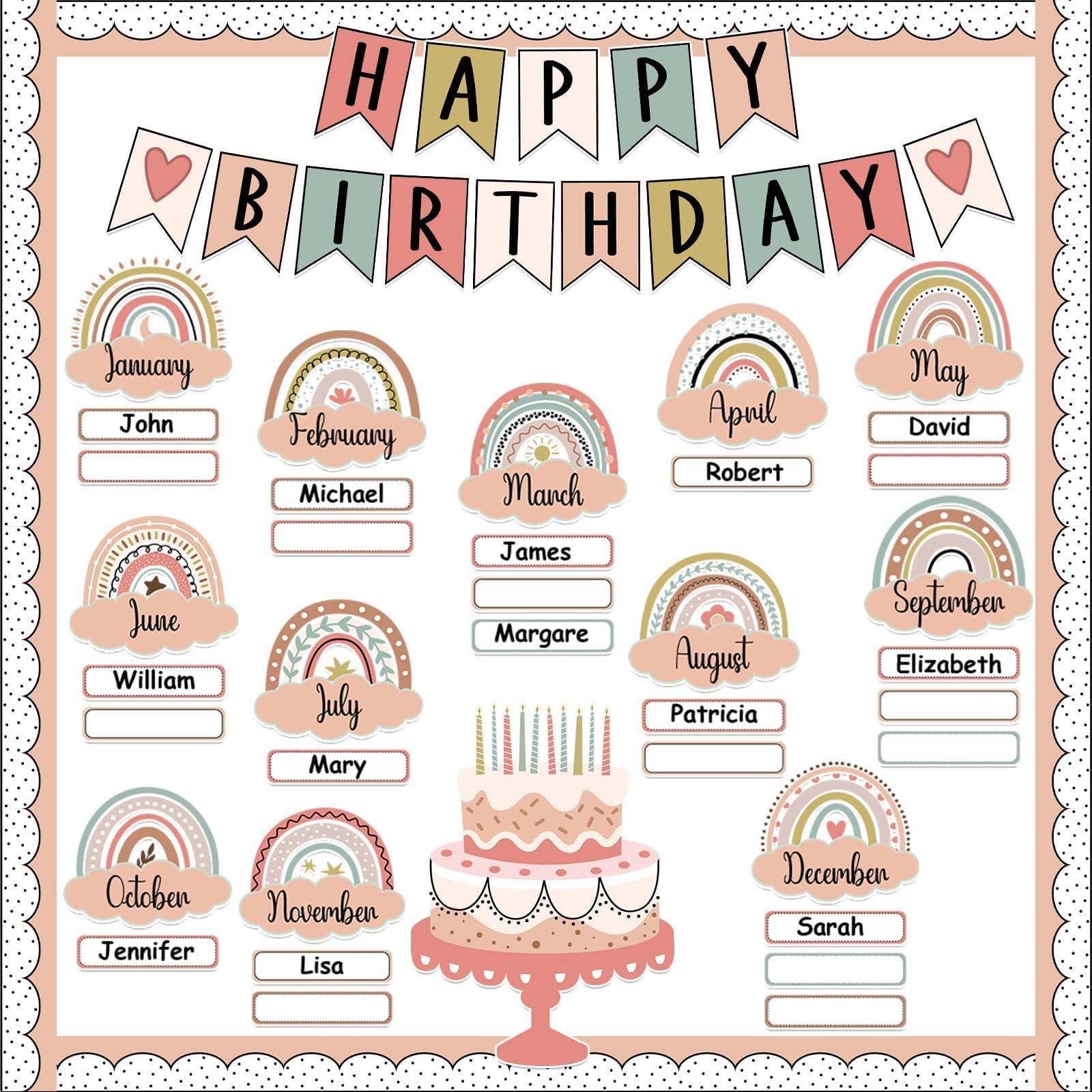 Amazon.com : Justforjoyful 69Pcs Boho Classroom Birthday Bulletin Board ...