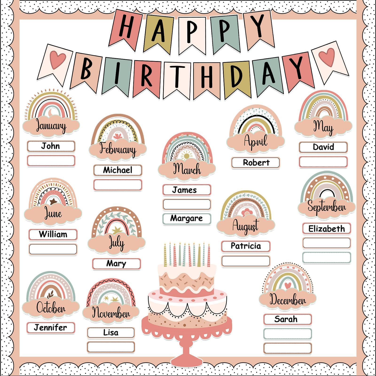 Amazon.com : Justforjoyful 69Pcs Boho Classroom Birthday Bulletin Board ...