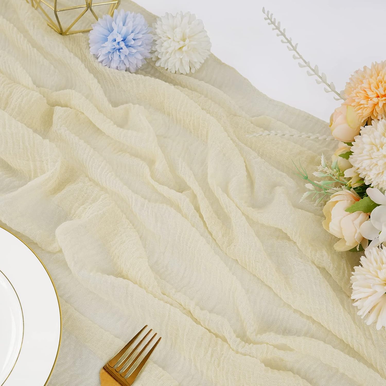 Amazon.com: 8 PCS Beige Cheesecloth Table Runner Bulk 10Ft Boho Gauze ...