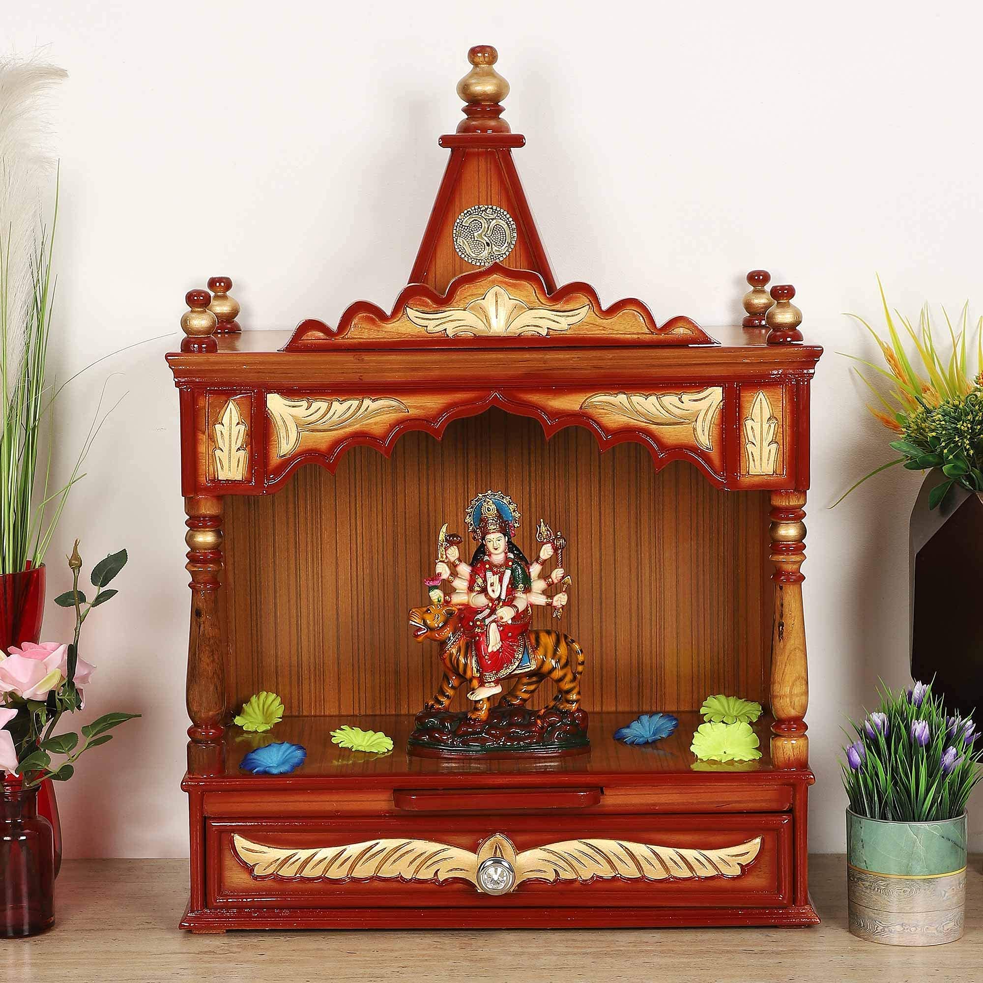 Buy DZYN Furnitures Divya Prakostha Small Wooden Temple for Home Wall ...