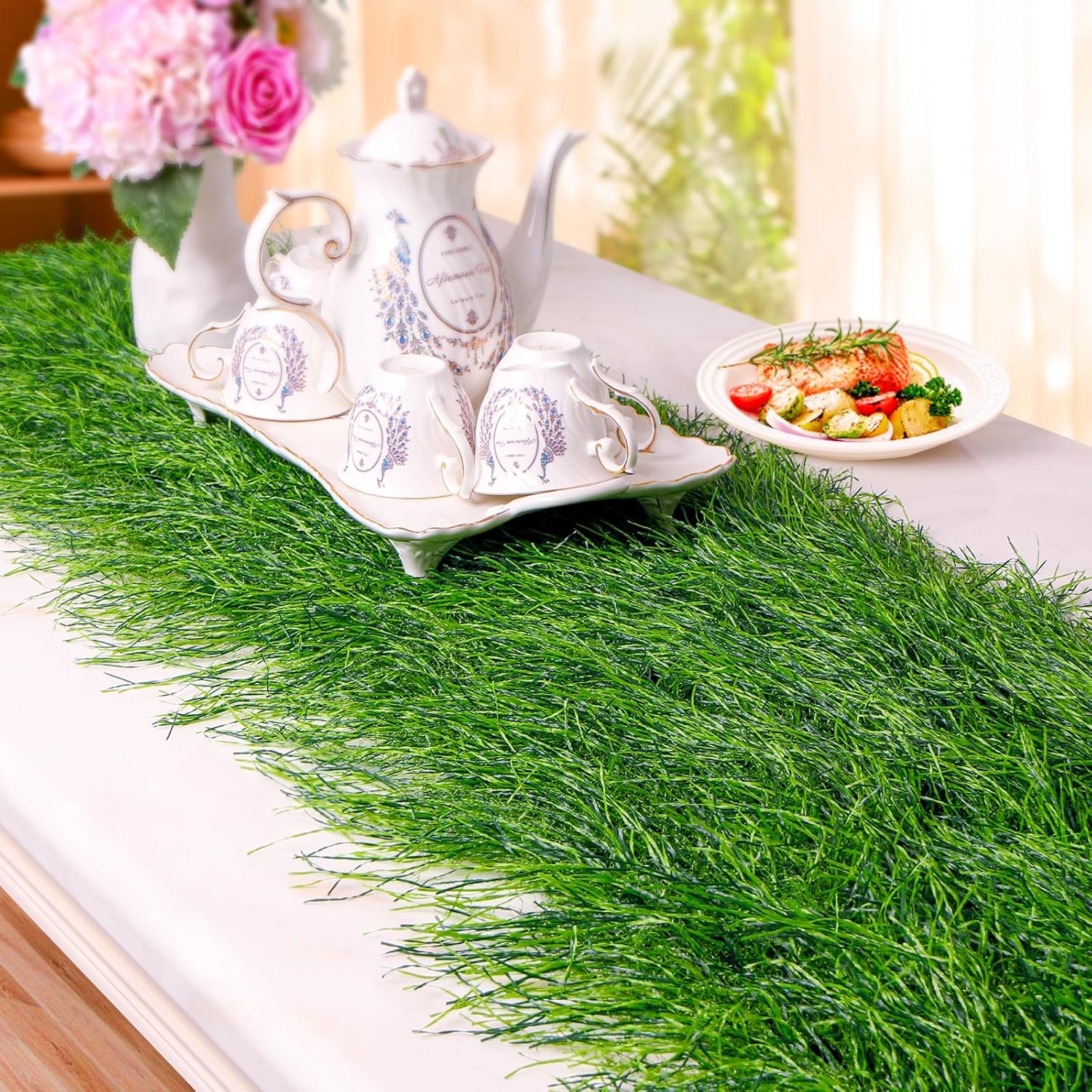 Amazon.com: Farochy Synthetic Thatch Grass Table Runner, Artificial ...