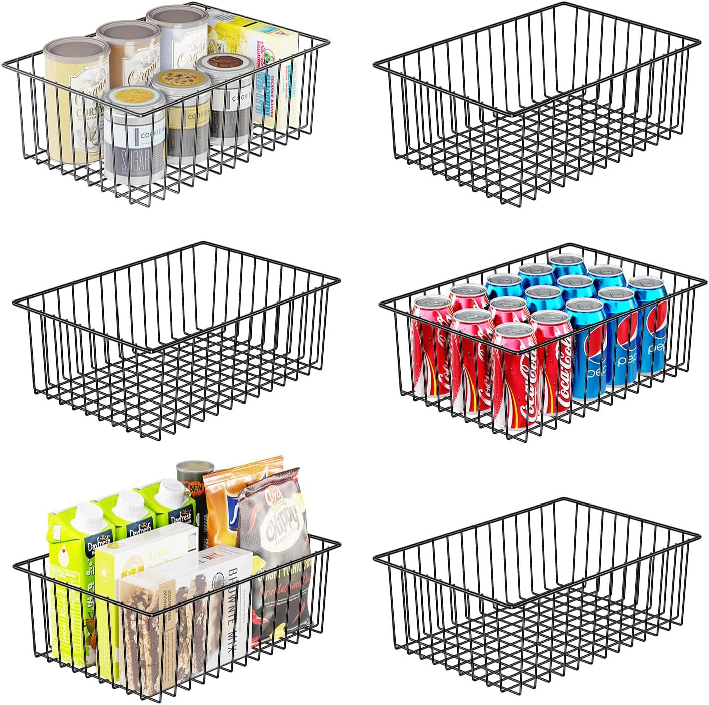 Amazon.com - Set of 2 Stackable XXL Wire Baskets For Pantry Storage and ...