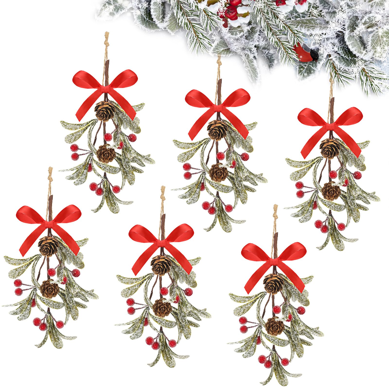 Amazon.com: Giegxin 6 Pieces Christmas Mistletoe Decor Artificial ...