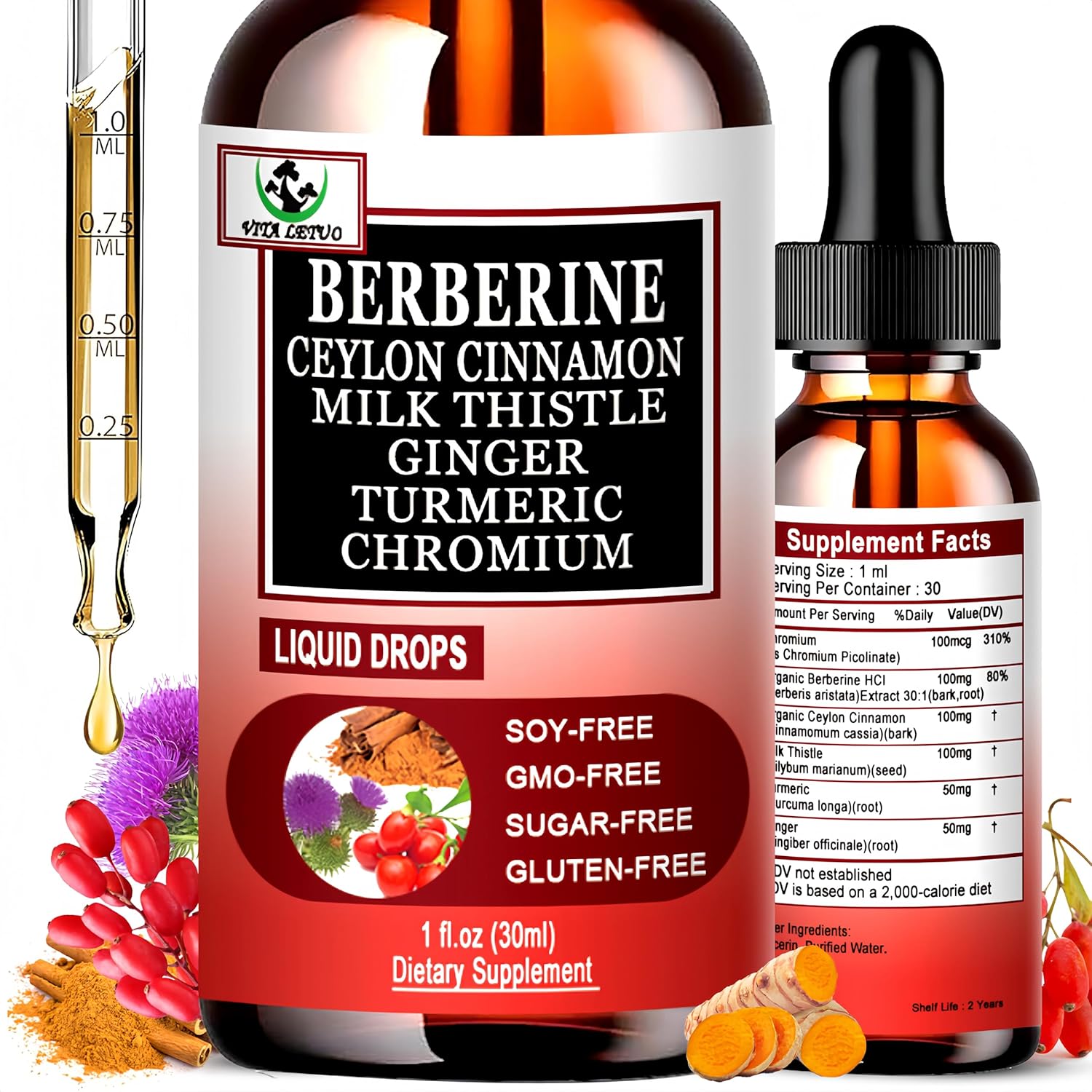 Amazon.com: Berberine Drops, High Absorption 6-in-1 Liquid Berberine Supplement with Ceylon ...