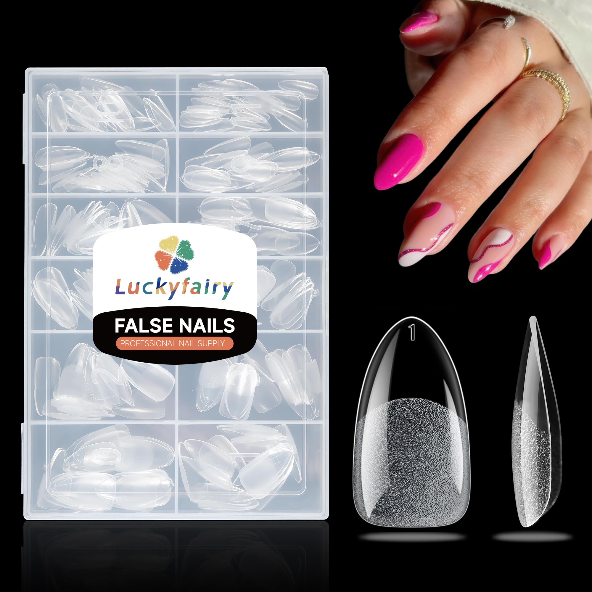 Amazon.com: Short Almond Shape Nail Tips, Point Almond Gel x Nail Tips ...