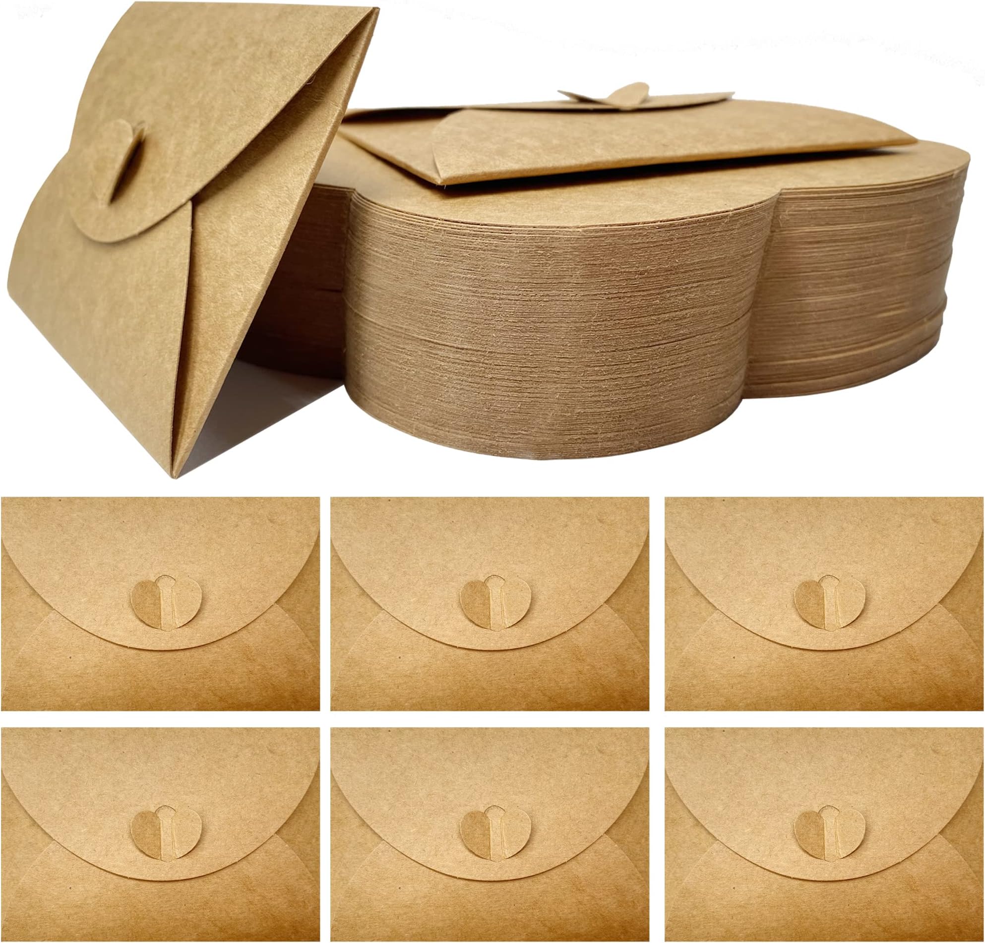 Gift Card Envelopes With Heart Clasp - 100PCS Mini Handmade Kraft Paper ...