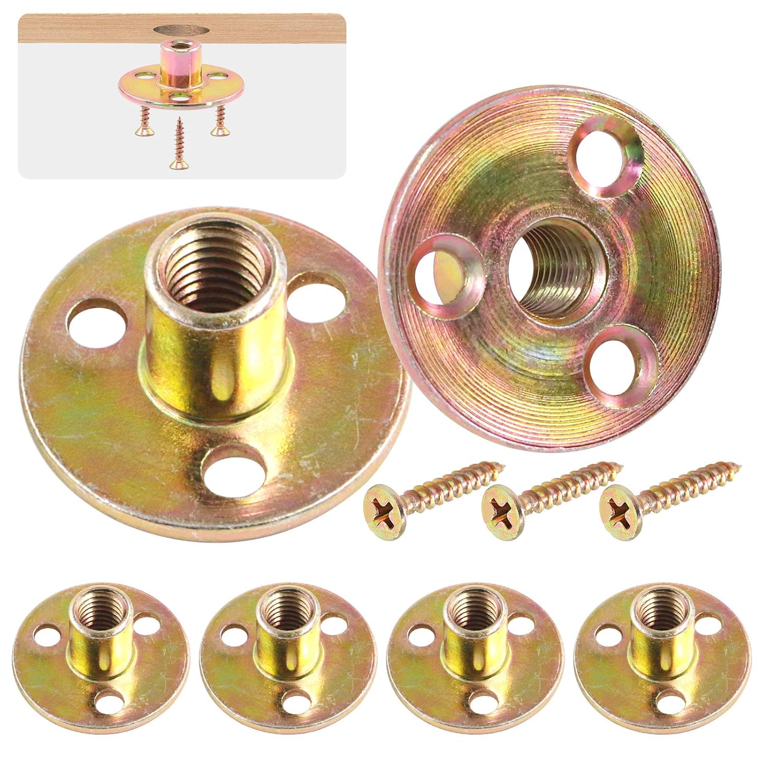 Amazon.com: Hilitchi 64Pcs M10 Brad Hole Tee Nut Carbon Steel Screw in ...