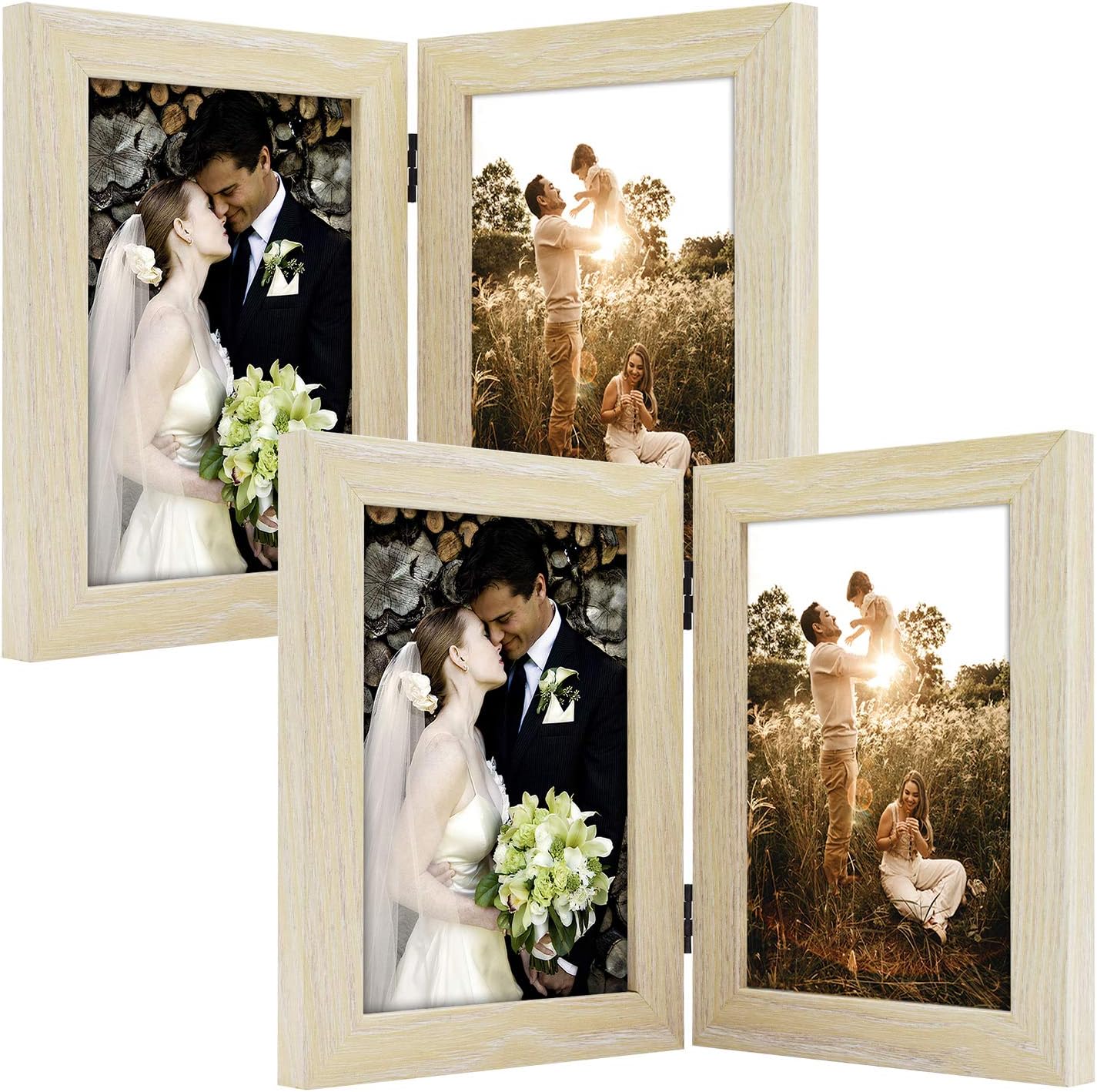 Amazon.com - Golden State Art, 5x7 Double Picture Frame Vertical Hinged ...
