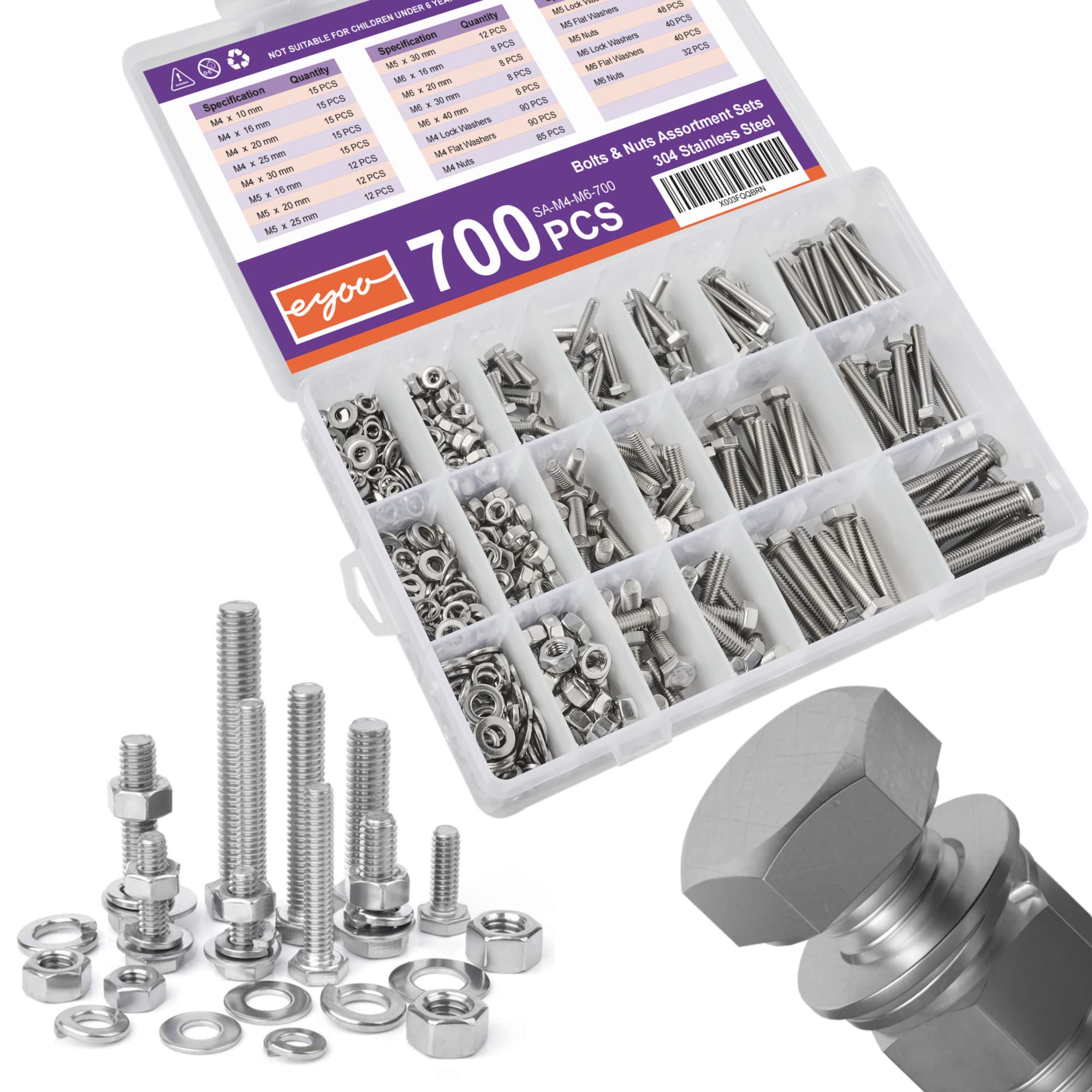 Eyoo 700pcs M4 M5 M6 Bolts Heavy Duty Bolts And Nuts | Desertcart INDIA