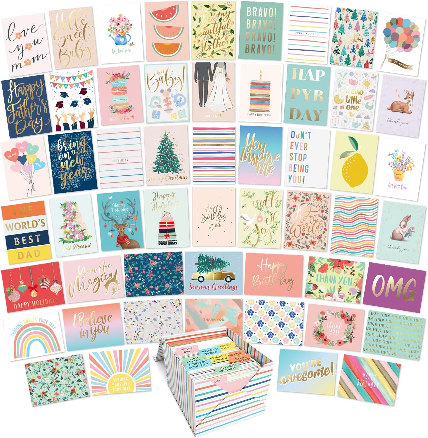 Sweetzer & Orange 100 All Occasion Cards & Envelopes Set - Greeting ...