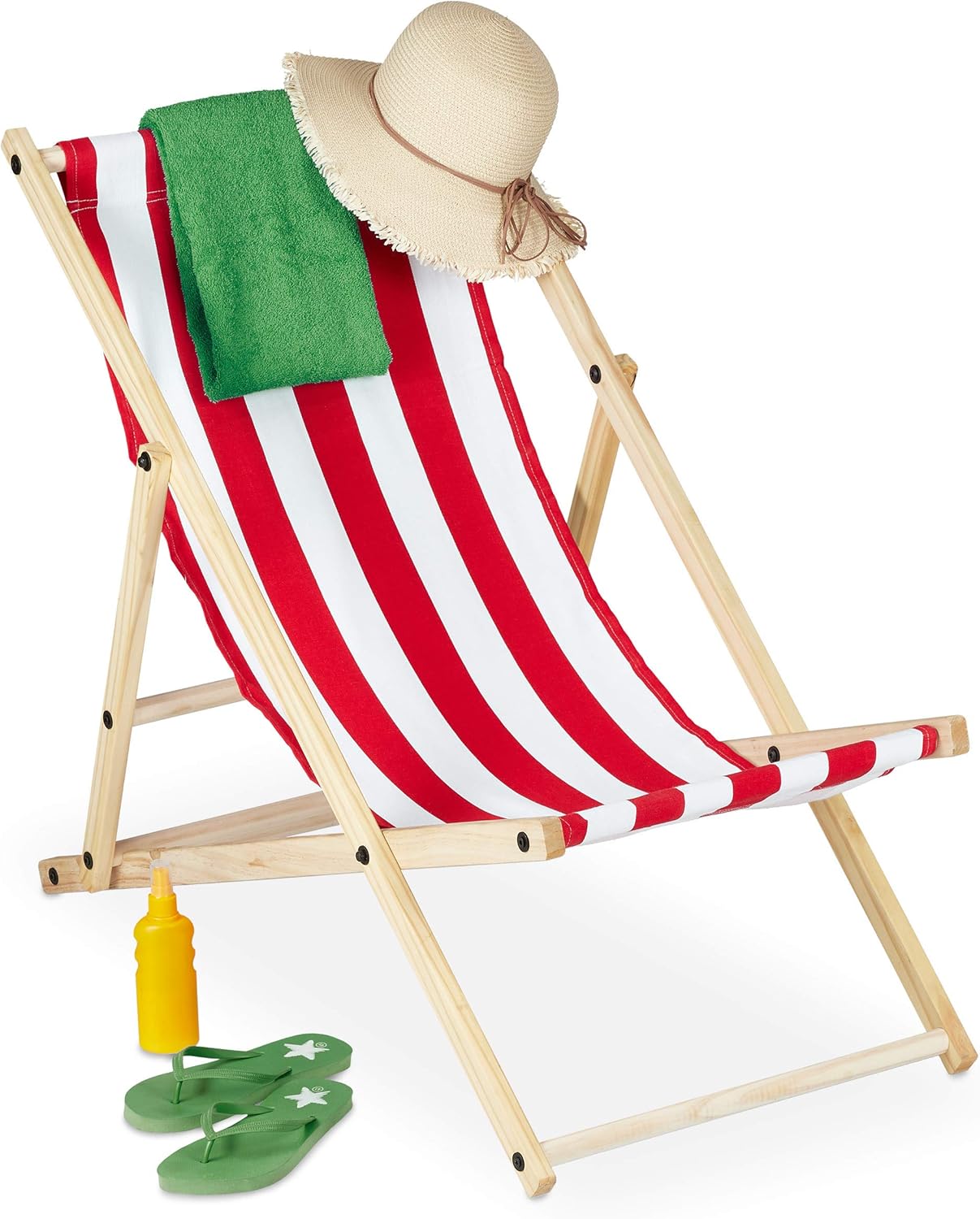 Amazon.de: Relaxdays Liegestuhl, klappbar, Holz, 3 Stufen, Bunte ...
