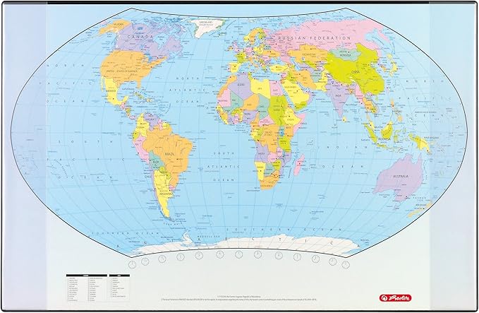 Herlitz 68x44cm Desk Mat World Map : Amazon.co.uk: Stationery & Office ...
