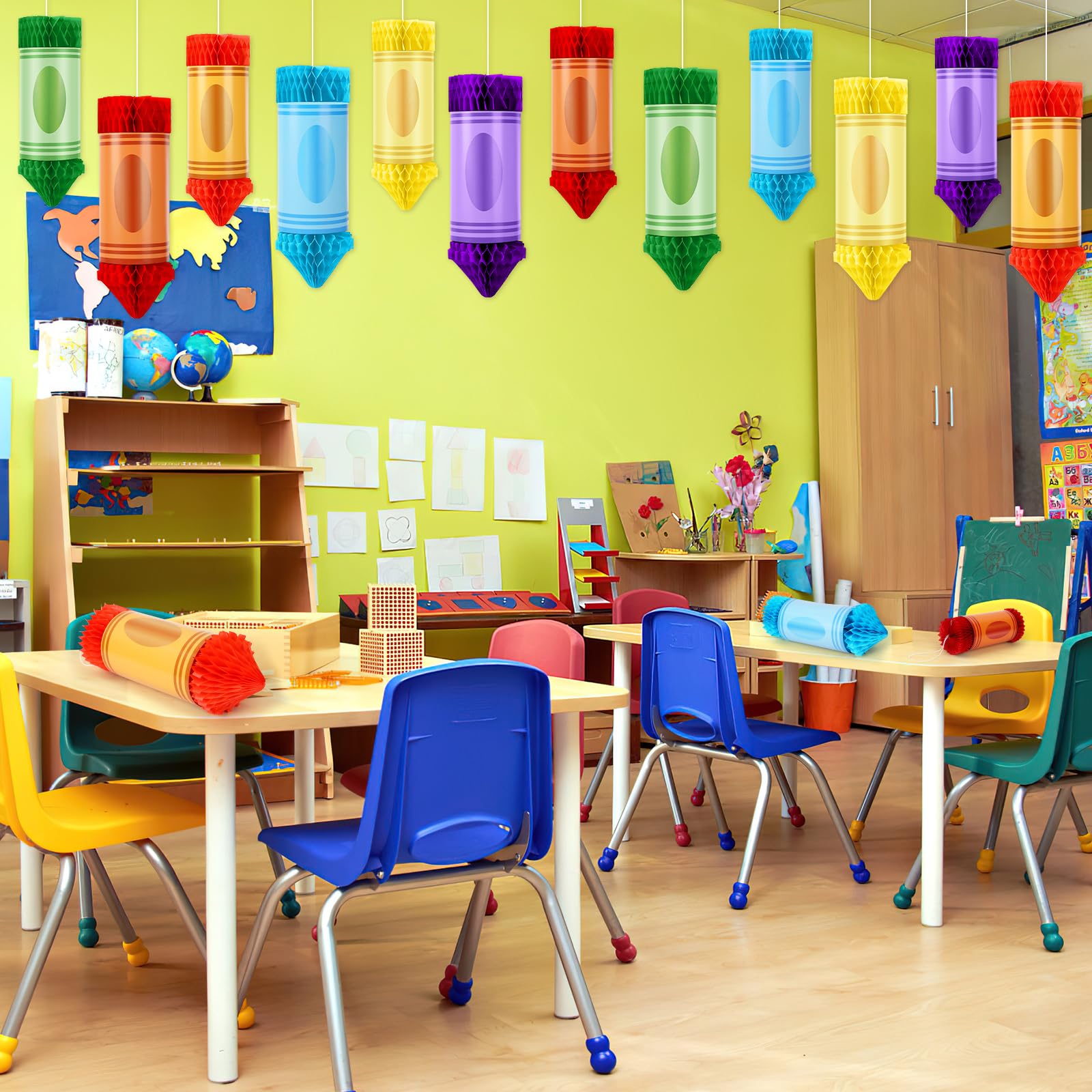 Snapklik.com : 12 Pcs Crayon Pencil Hanging Honeycomb, Welcome Back To ...