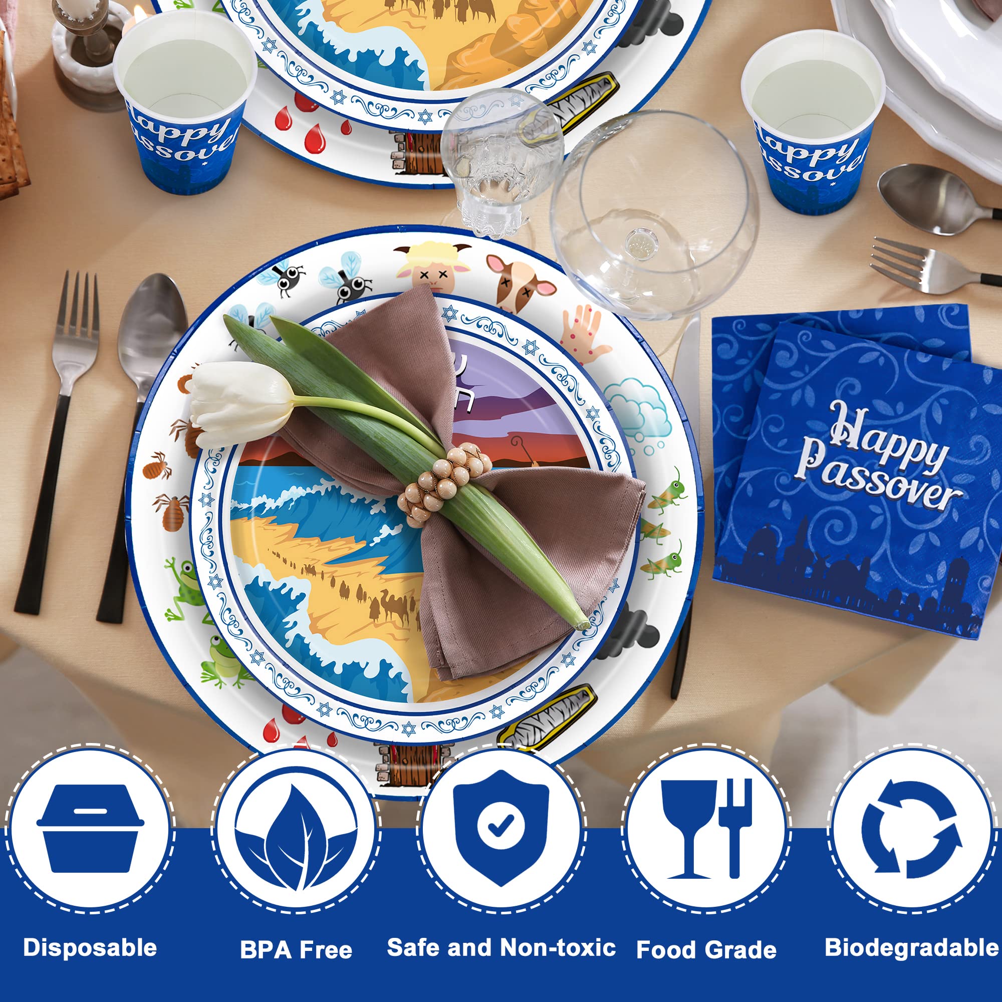 Snapklik.com : 96 PCS Passover Seder Plate, Serve 24 Guests Paper Seder ...
