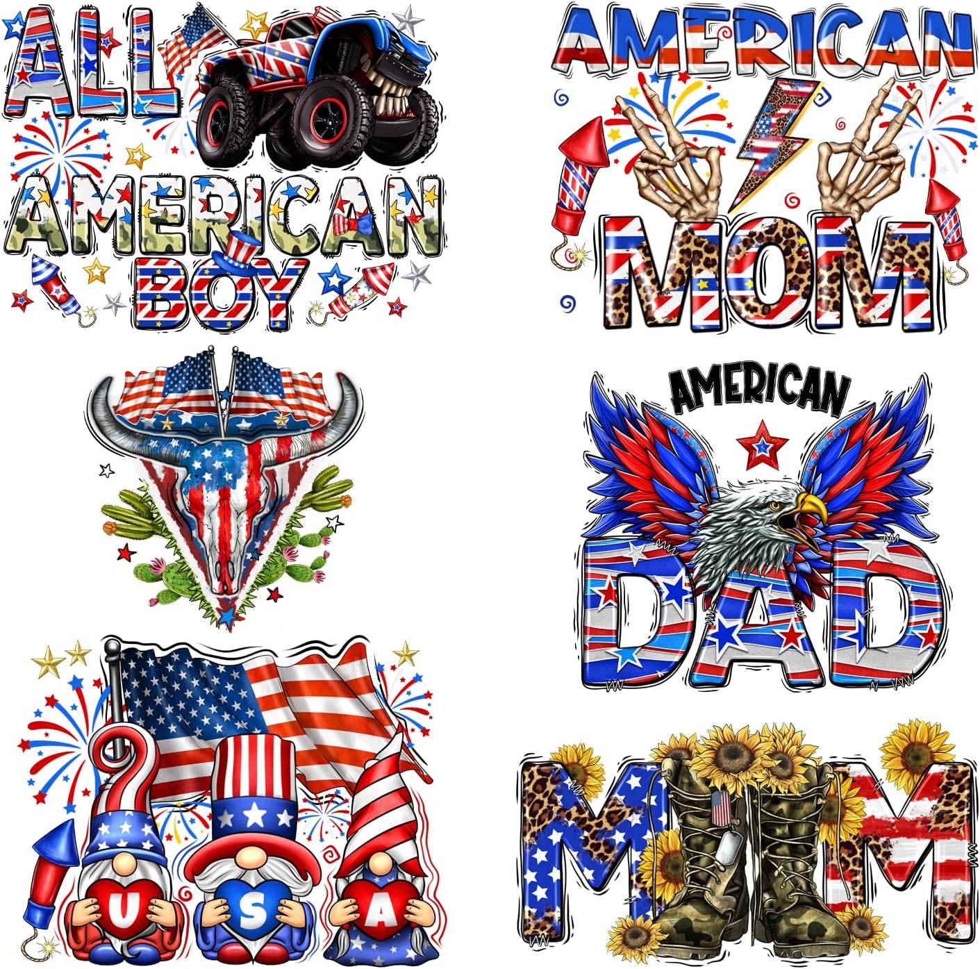 Amazon.com: Independence Day Heat Transfer Iron on Patches 4th of July ...