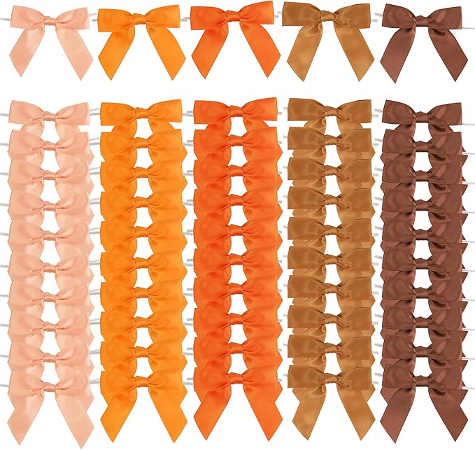 Amazon.com: AIMUDI 5 Colors Fall Bows - 3.5" Premade Burnt Orange Satin ...