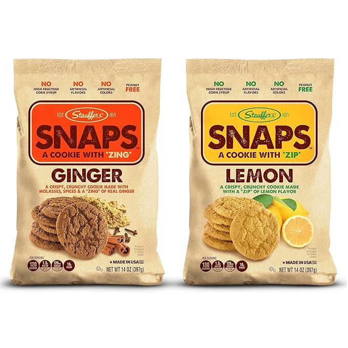 Amazon.com: STAUFFERS Ginger SNAPS Cookies (14oz Bag) and Lemon SNAPS ...