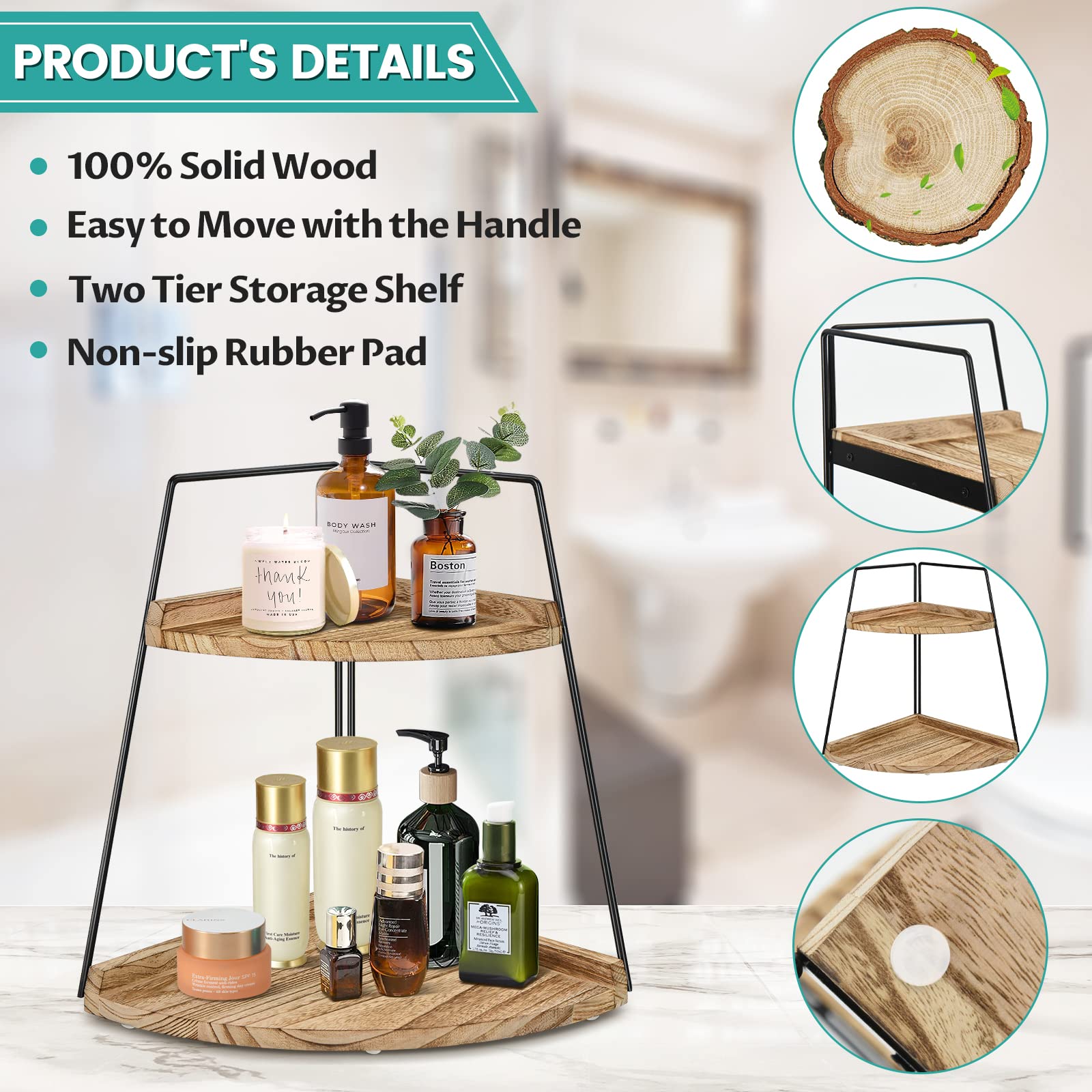 Snapklik.com : 2 Tier Bathroom Counter Organizer, Wood Bathroom ...