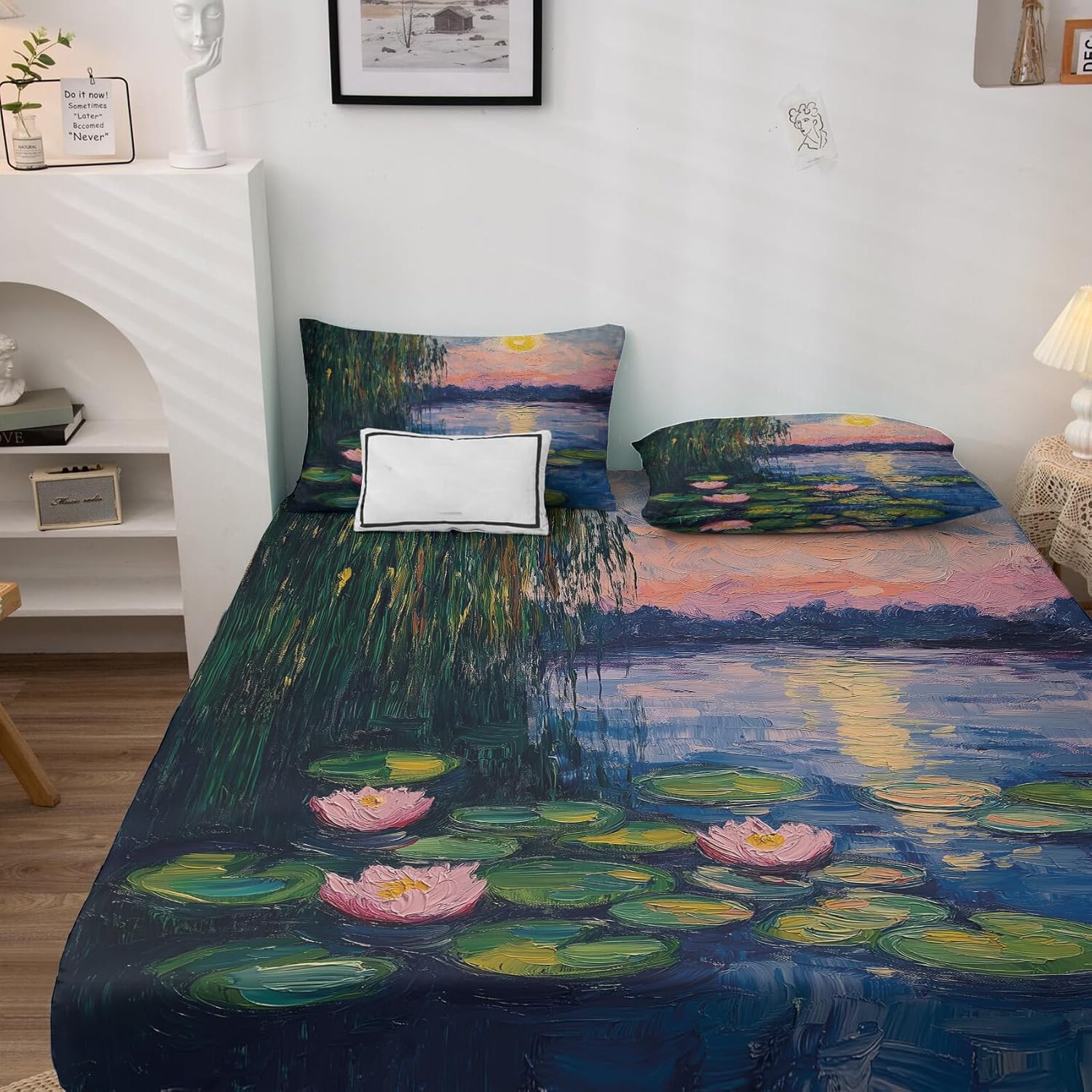 Amazon.com: NaiAuryn Lotus Flower Sheet Set Twin XL Size, Sunset Bed ...