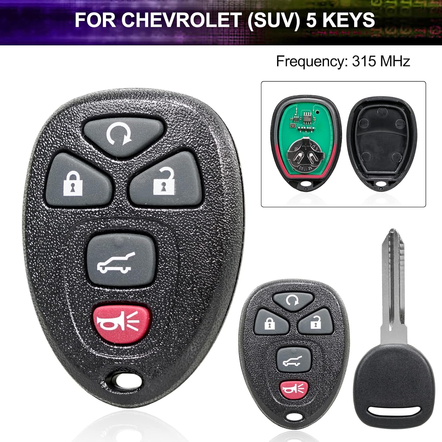 Key Fob Remote Replacement Keyless Entry Remote fits Chevy Suburban ...