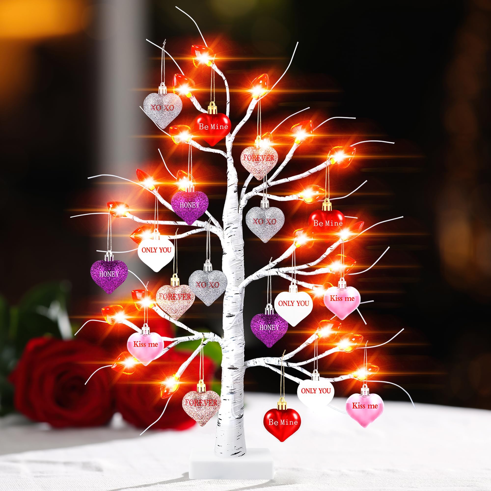 Amazon.com: [2 Pack & Timer] Valentines Day Tree Decor, Lighted Birch ...