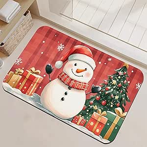 Amazon.com: NSMNSM Christmas Snowman Bathroom Rugs Mat Non Slip ...