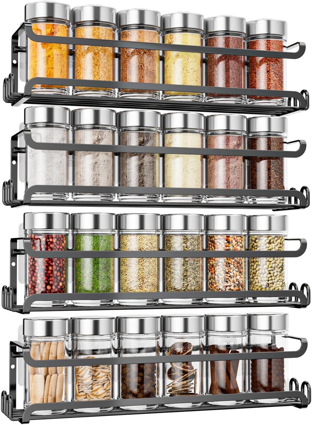 Amazon.com: Greenco Wall Mount Single Tier Mesh Spice Rack, Black, Set ...