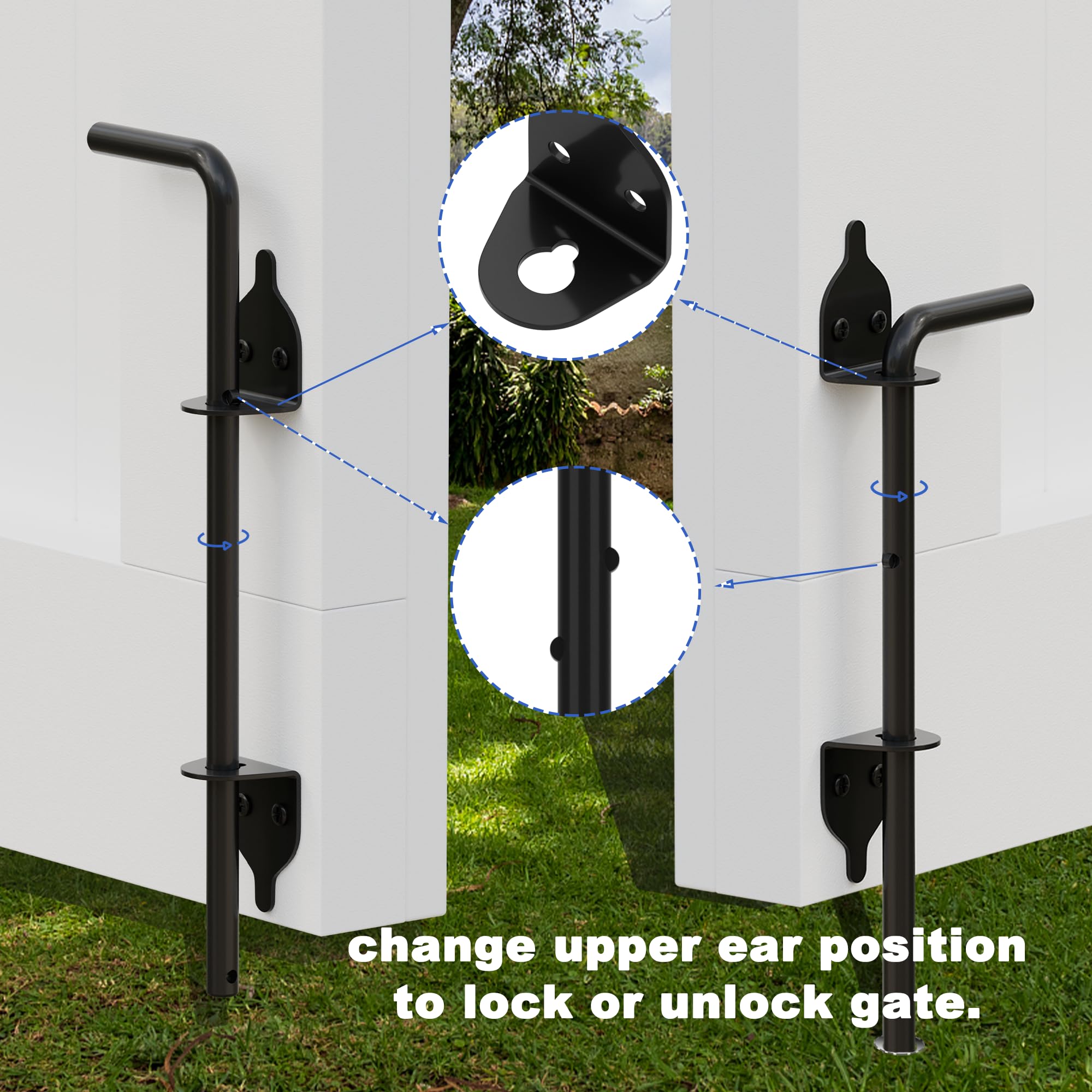 Snapklik.com : Heavy Duty Cane Bolt - 12" Gate Drop Rod For Vinyl Fence ...