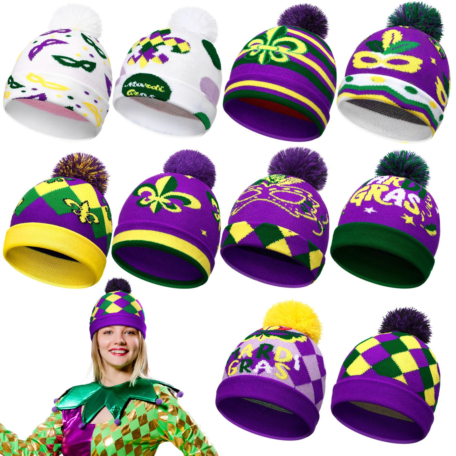 Amazon.com: Crowye 10 Pcs Mardi Gras Hat Mardi Gras Costume Mardi Gras ...