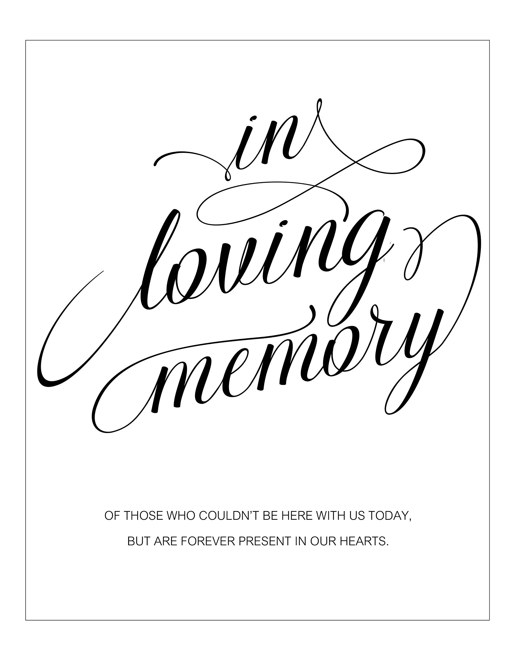 Buy Elegant In Loving Memory Sign, Script, Fancy, In Loving Memory, In ...