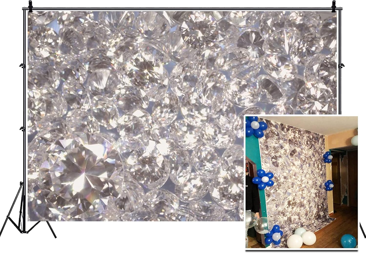 Amazon.com : Leyiyi Sparkling Diamond Backdrop 10x8ft Photography ...