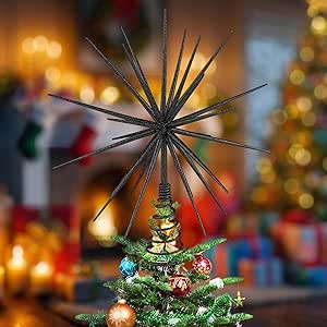 Amazon.com: VWAERR 13.8 Inch Black Christmas Starburst Tree Topper ...