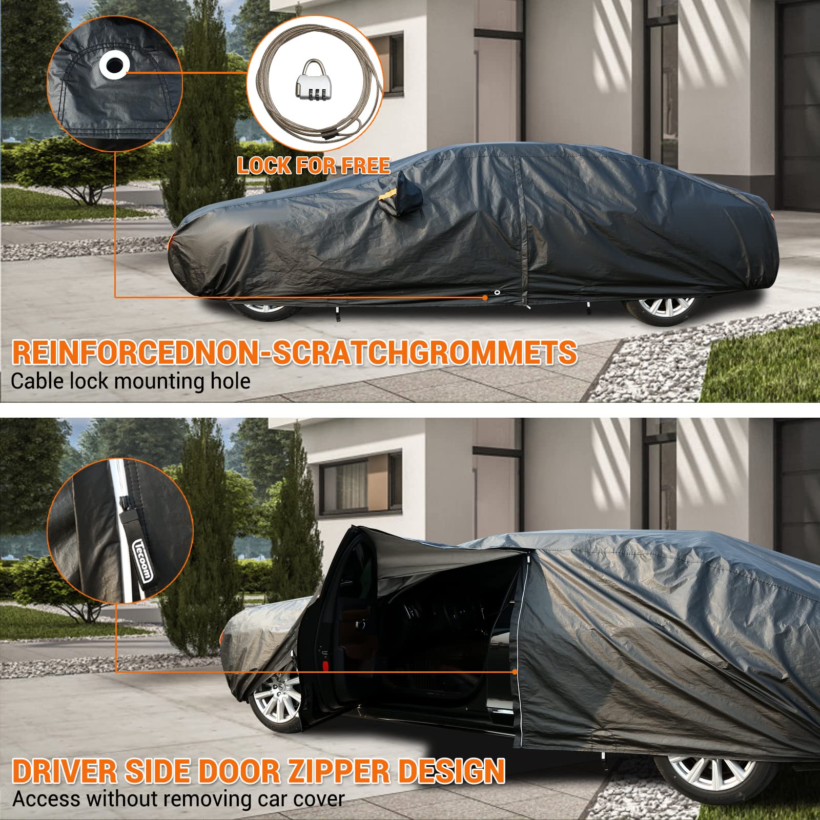 Tecoom Car Cover Waterproof All Weather, Thick Fleece Lining Hail Car ...